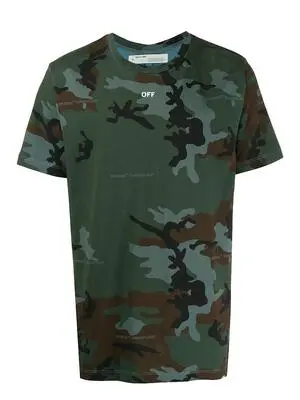 Off-White Off Off Camouflage Incompiuto Tshirtin - Green/white