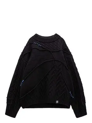 ADER ERROR X Zara Patchwork Knit Sweater - Black