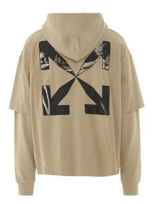 Off-White Caravaggio Arrow Double Layered Hooded T-shirt - Dark Sand