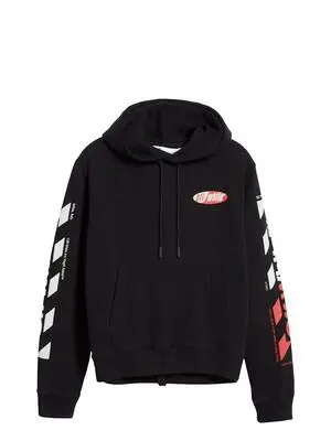 Off-White Diagonal Split Logo Hoodie - Black