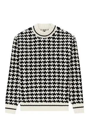Aimé Leon Dore Knit Houndstooth Crewneck Sweater - Black/white