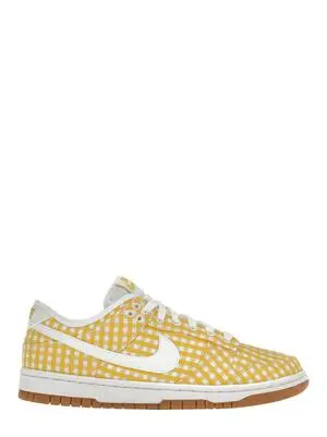Nike Dunk Low Yellow Gingham Sneakers - Vivid Sulfur/white/gum Light Brown