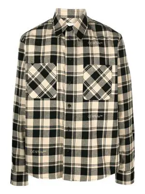Off-White Checkprint Flannel Shirt - Light Beige/black