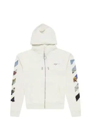 Off-White Diag Print Zip-up Hoodie - White