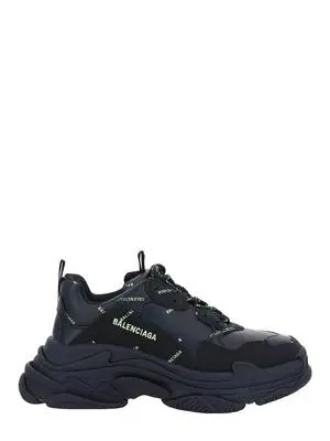 Balenciaga Triple S Allover Logo Sneakers - Black/green