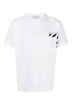 Off-White Off Diagstripe Pocket Tee Shirt - White/black