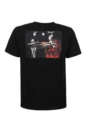 Off-White Drowning Logo Caravaggio Saint Jerome Writing Print Tshirtin - Black