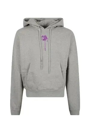 Off-White Dripped Ow Logo Over Hoodie - Melange Grey/purple