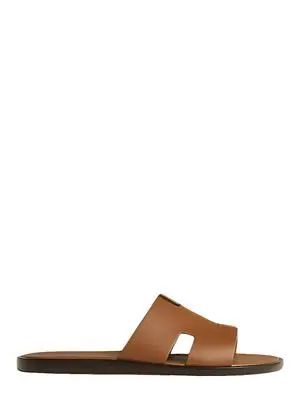 Hermès Izmir Sandal In Smooth Calfskin - Gold/black