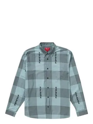 Supreme Logo Plaid Shirt - Light Blue