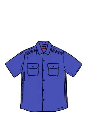 Supreme Logo Rib Short Sleeve Work Shirt - Dusty Royal