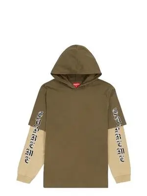 Supreme Layered Hooded Long Sleeve Top - Olive