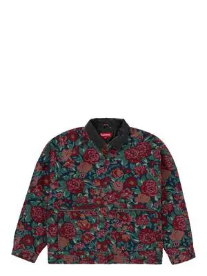 Supreme Floral Work Jacket With Leather Collar - Digi Floral