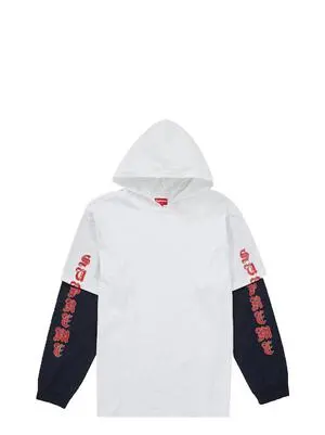 Supreme Layered Hooded Long Sleeve Top - White