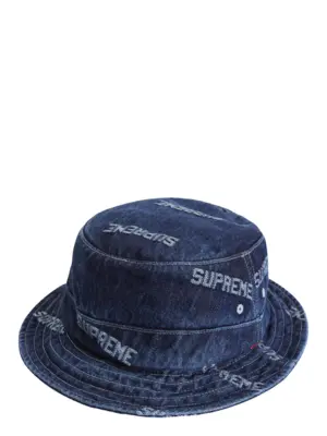 Supreme Logo Denim Crusher Hat - Blue