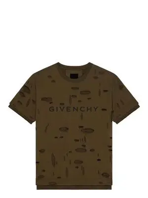 Givenchy 2 Layers Classic Fit Hole T-shirt - Khaki