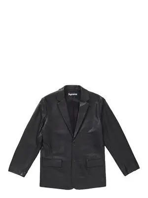 Supreme Leather Blazer Jacket - Black