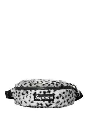 Supreme Leopard Fleece Waist Bag - White