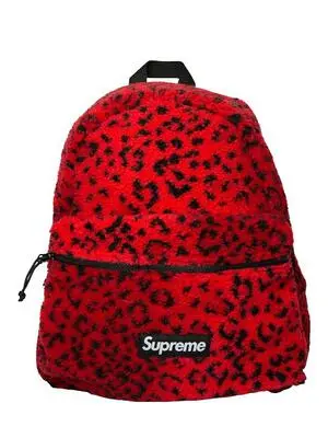 Supreme Leopard Fleece Backpack - Red