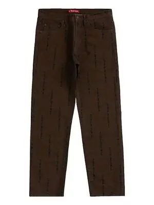 Supreme Logo Stripe Jacquard Regular Jean - Brown