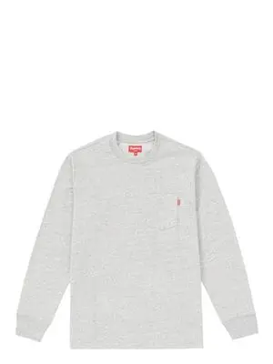 Supreme Long Sleeve Pocket Tee Shirt - Heather Grey