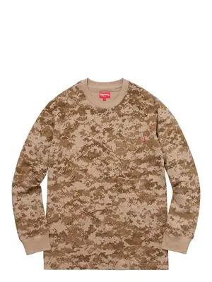 Supreme Long Sleeve Pocket Tee Shirt - Tan Digi Camo