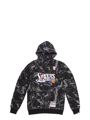A BATHING APE Aape X Mitchell & Ness Philadelphia 76ers Hoodie - Black