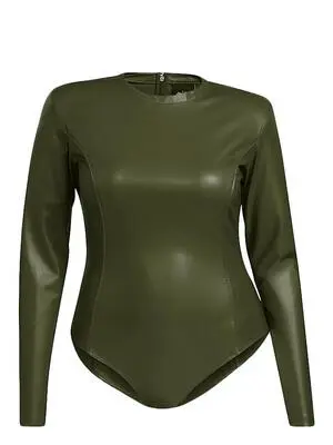 Adidas Ivy Park Halls Of Ivy Faux Leather Bodysuit - Wild Pine