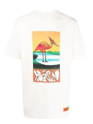 Heron Preston Abstract Heron Print T-shirt - White/orange