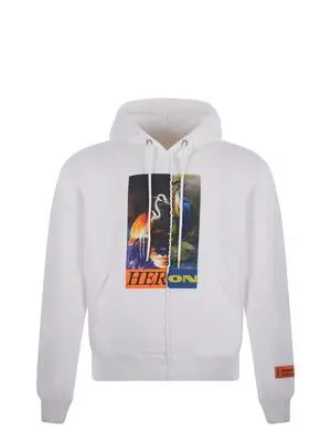 Heron Preston Split Herons Hoodie - White/orange