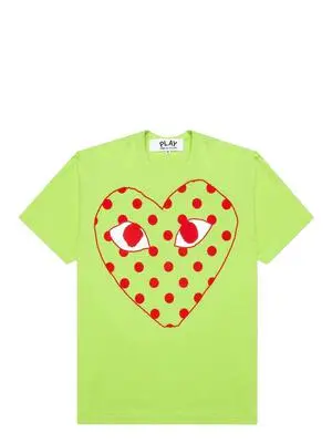 Play Comme Des Garcon Pastelle Polka Dot Red Heart T-shirt - Green