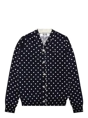 Play Comme Des Garcon Polka Dot Cardigan Sweater - Navy Blue