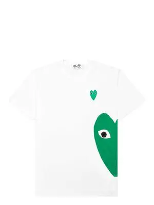 Play Comme Des Garcon Green Emblem Heart T-shirt - White