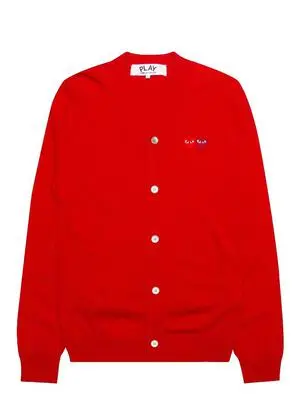 Play Comme Des Garcon Double Heart Cardigan Sweater - Red