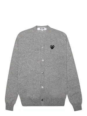 Play Comme Des Garcon Heart Knit Cardigan Sweater - Grey