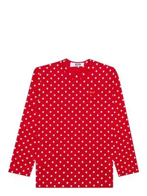 Play Comme Des Garcon Polka Dot Long Sleeve T-shirt - Red