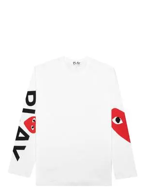 Play Comme Des Garcon Red Big Heart Long Sleeve T-shirt - White