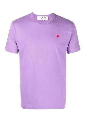 Play Comme Des Garcon Logo Patch Shortsleeve Tee Shirt - Purple/red