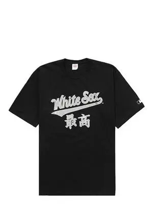 Supreme Mlb Chicago White Sox Kanji Teams Tee Shirt - Black