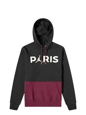 JORDAN X Paris Saintgermain Fleece Pullover Hoodie - Black Bordeaux