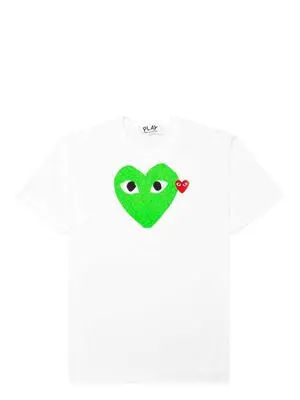 Play Comme Des Garcon Red Emblem Heart T-shirt - White/green