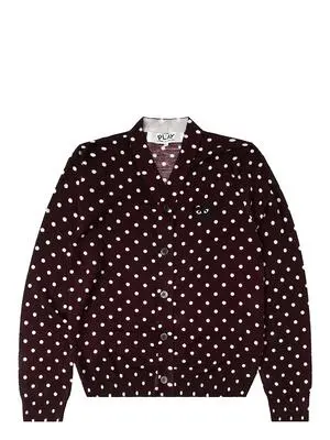 Play Comme Des Garcon Polka Dot Cardigan Sweater - Burgundy