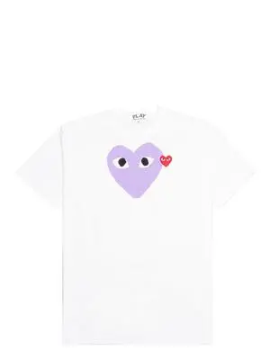 Play Comme Des Garcon Red Emblem Heart T-shirt - White/purple