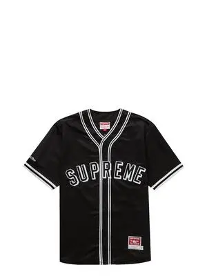 Supreme Mitchell & Ness Satin Baseball Jersey - Black