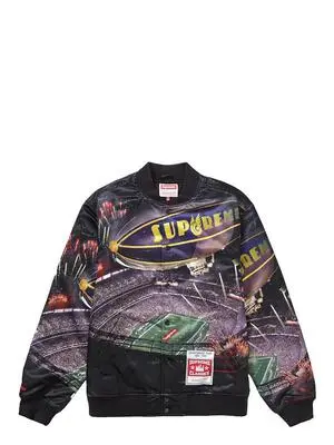 Supreme Mitchell & Ness Stadium Satin Varsity Jacket - Black