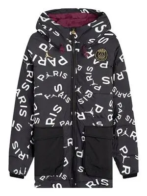 JORDAN X Psg Paris Saint Germain Down Aop Parka Jacket - Black/bordeaux/white