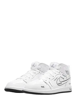 JORDAN 1 Mid High-top Sneakers - White/black