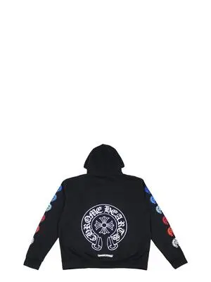 Chrome Hearts Horseshoe Floral Cross-Sleeve Zip Up Hoodie In Black