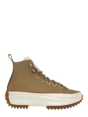 CONVERSE Run Star Hike Hi Platform Sherpa Leather - Nomad Khaki/egret/wheat