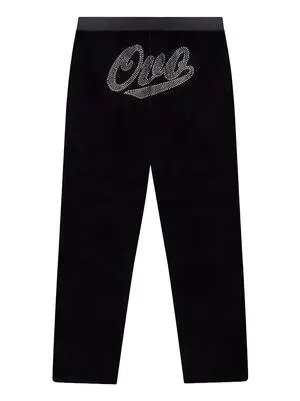 OVO Velour Crystal Owl Script Pants